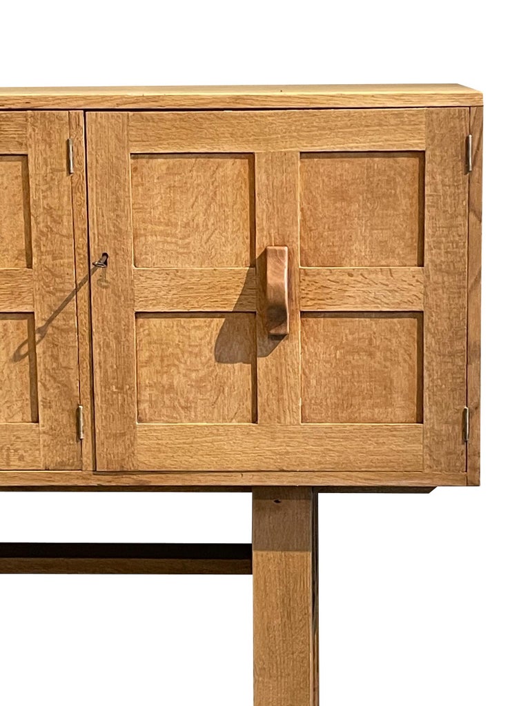 Blond Oak Three Door Credenza, England, 1930s For Sale at 1stDibs