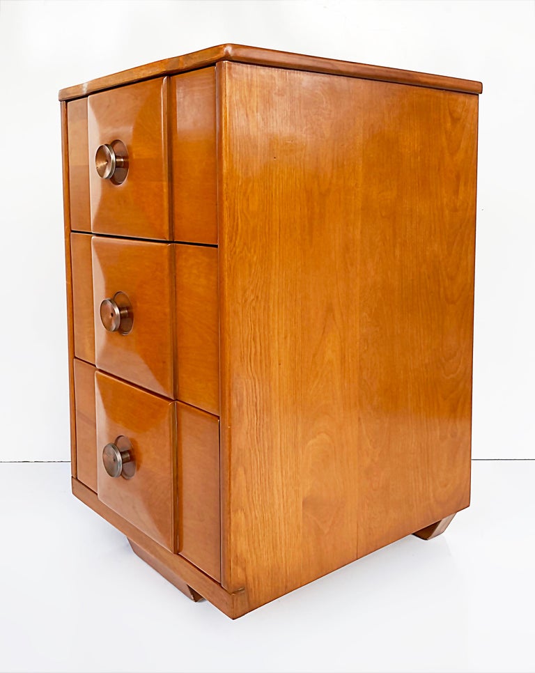 Blonde 1940s French and Heald Block Front Night Stands, Pair For Sale ...