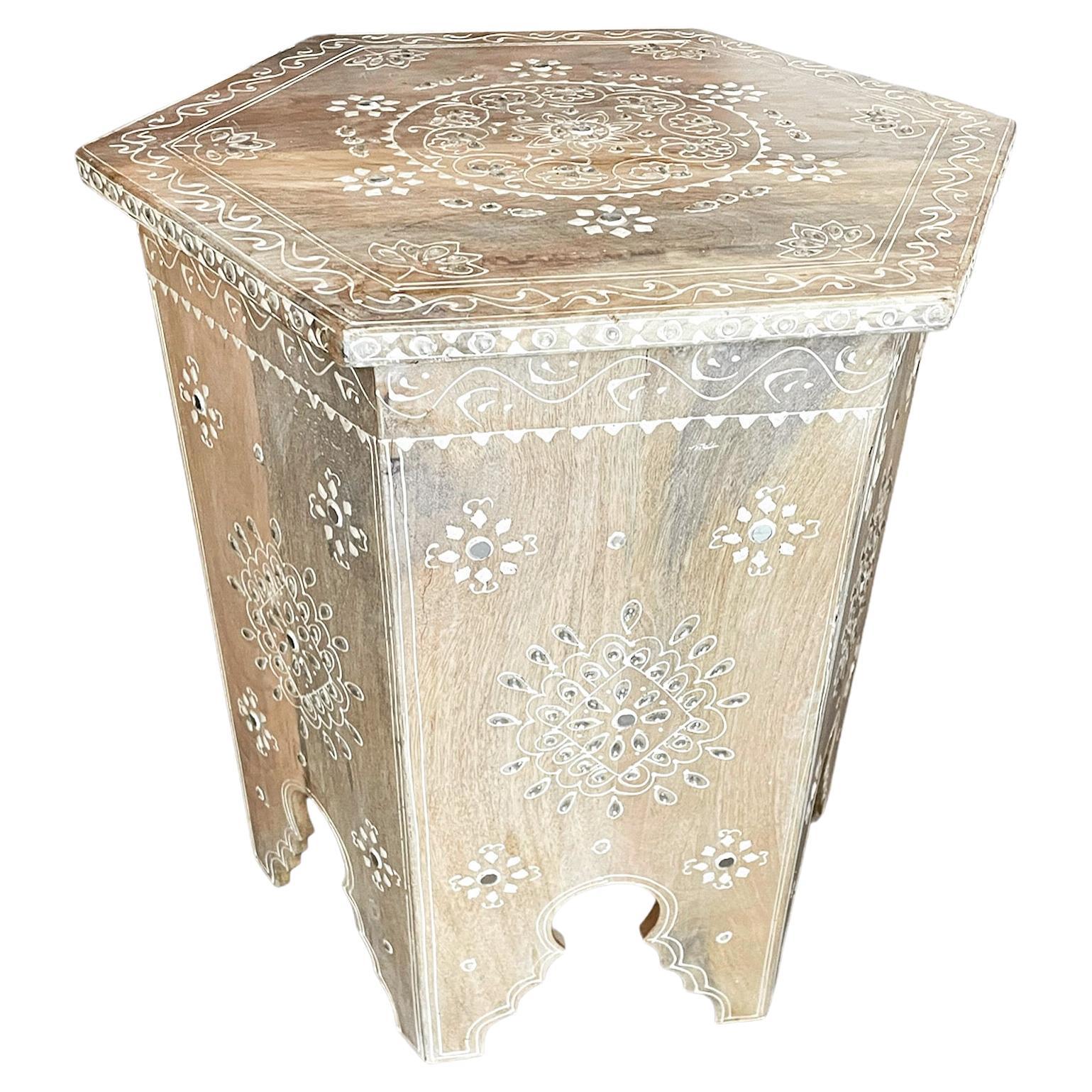 Decorative African Carved Wood Side Table at 1stDibs