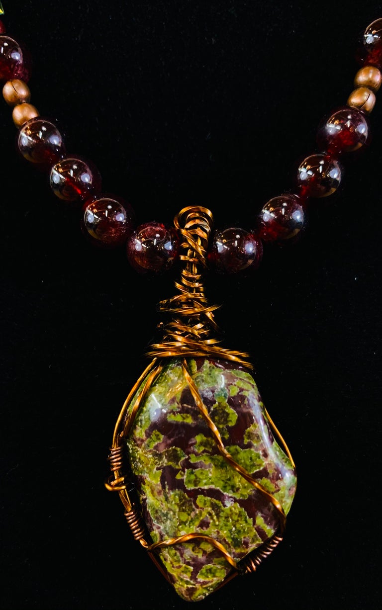 Bloodstone Pendant with Antiqued Copper Handmade Necklace For Sale at ...