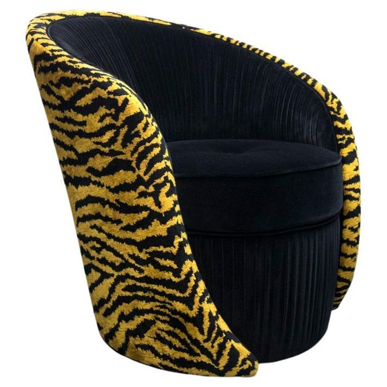 Bloom Armchair Tiger Print Velvet For Sale at 1stDibs