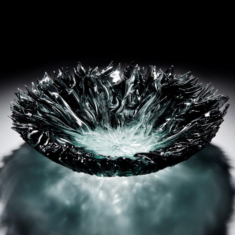 Bloom Bowl in Grey, Glass Textured Sculptural Centrepiece by Wayne ...