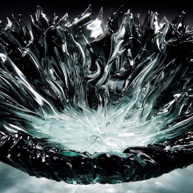 Bloom Bowl in Grey, Glass Textured Sculptural Centrepiece by Wayne ...