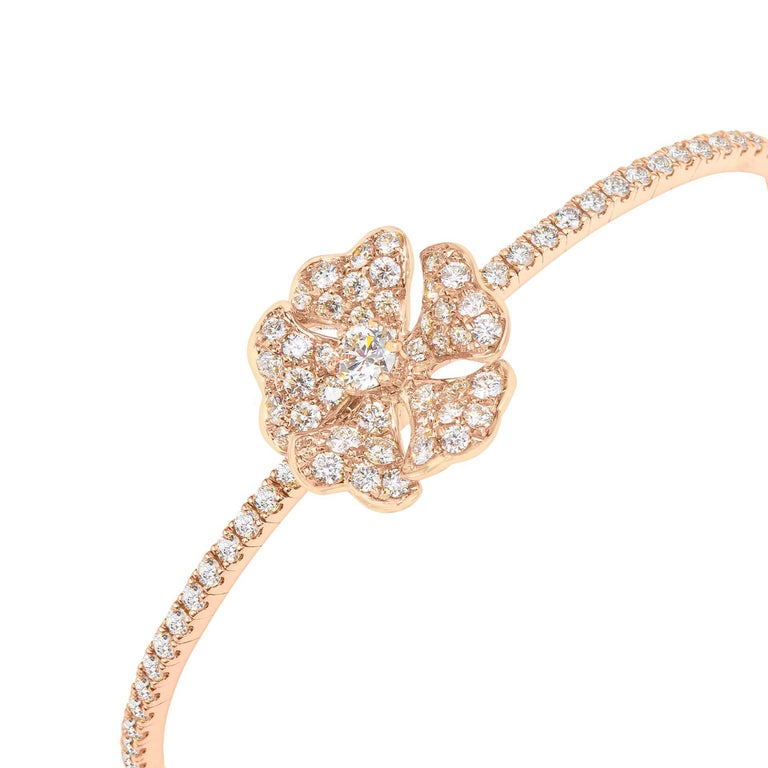 Bloom Diamond Solo Flower Bangle in 18k Rose Gold For Sale at 1stDibs