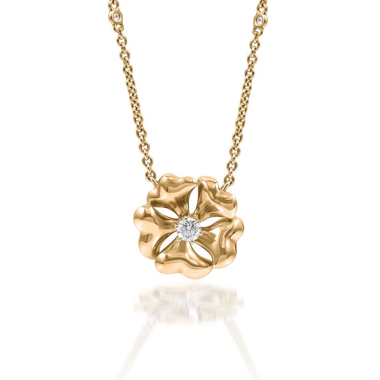 Bloom Gold and Diamond Flower Necklace in 18k Yellow Gold For Sale at ...