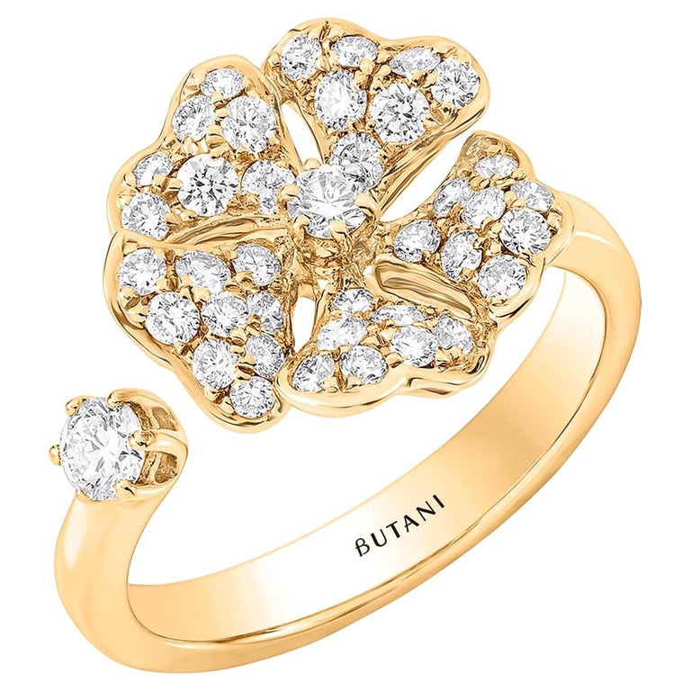 Bloom Gold and Pavé Diamond Open Ring in 18K Yellow Gold For Sale at ...