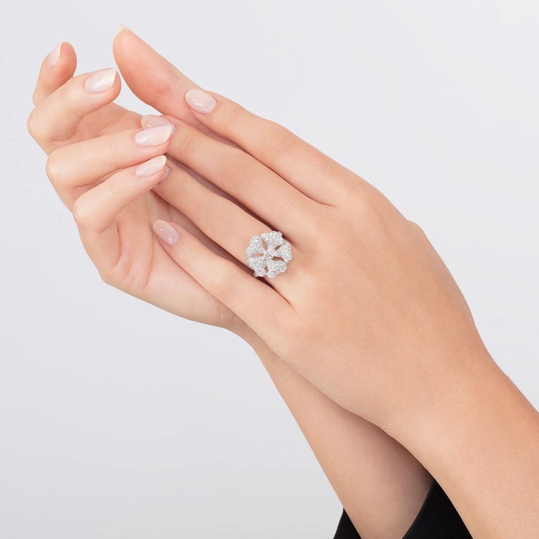 Bloom Gold and Pave Diamond Ring in 18k White Gold For Sale at 1stDibs