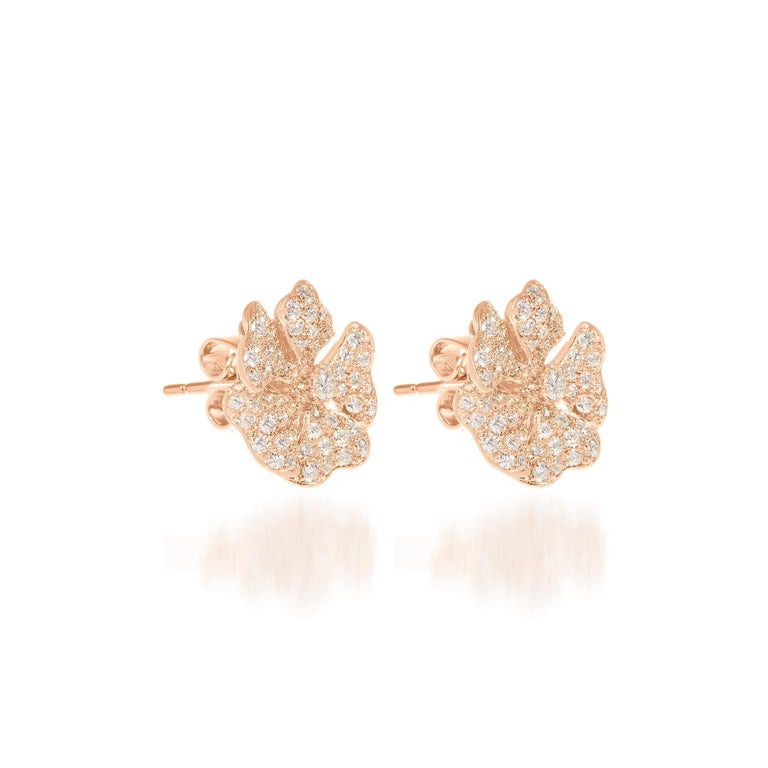Bloom Gold and Pave Diamond Small Stud Earrings in 18k Rose Gold For ...