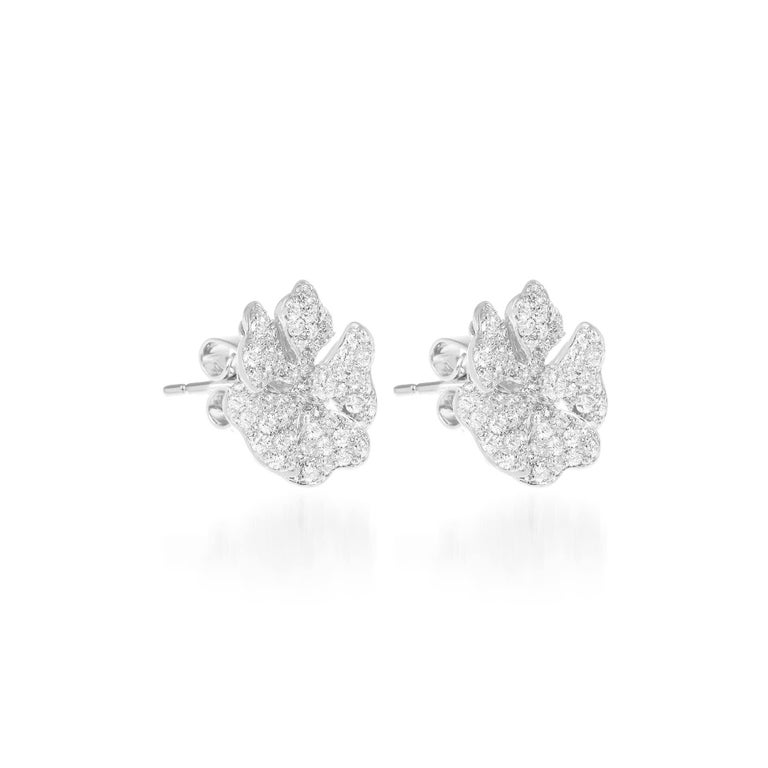 Bloom Gold and Pavé Diamond Small Stud Earrings in 18k White Gold For ...