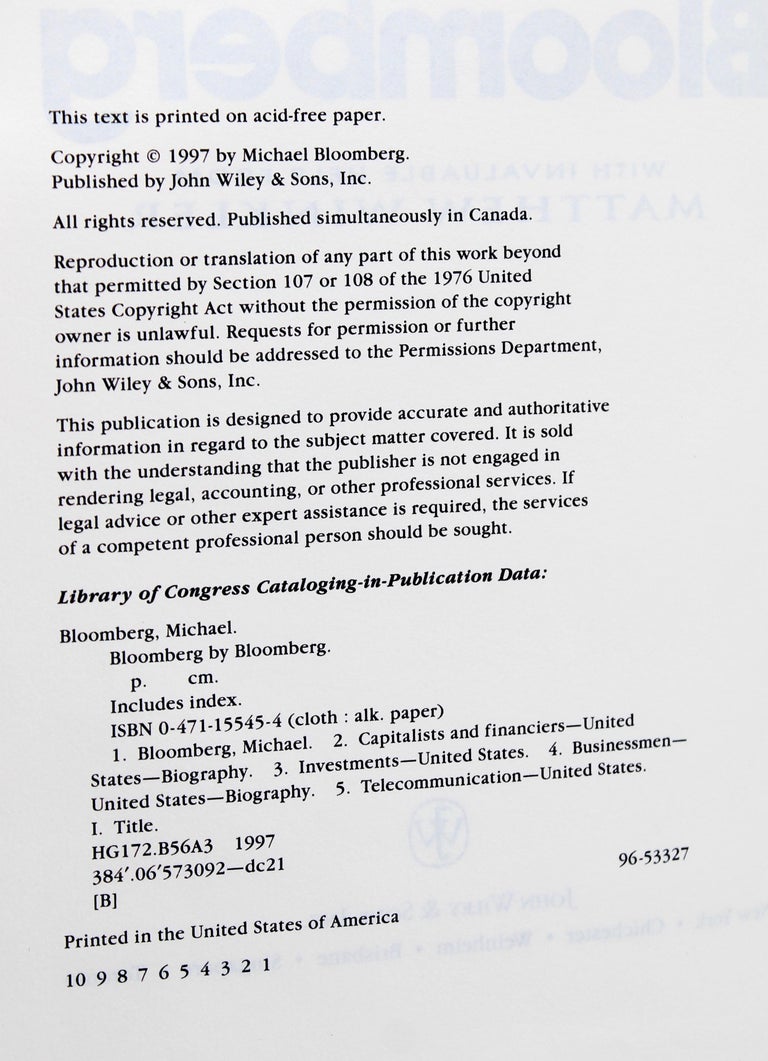 Bloomberg by Bloomberg, Signed First Edition Book, 1997 at 1stDibs