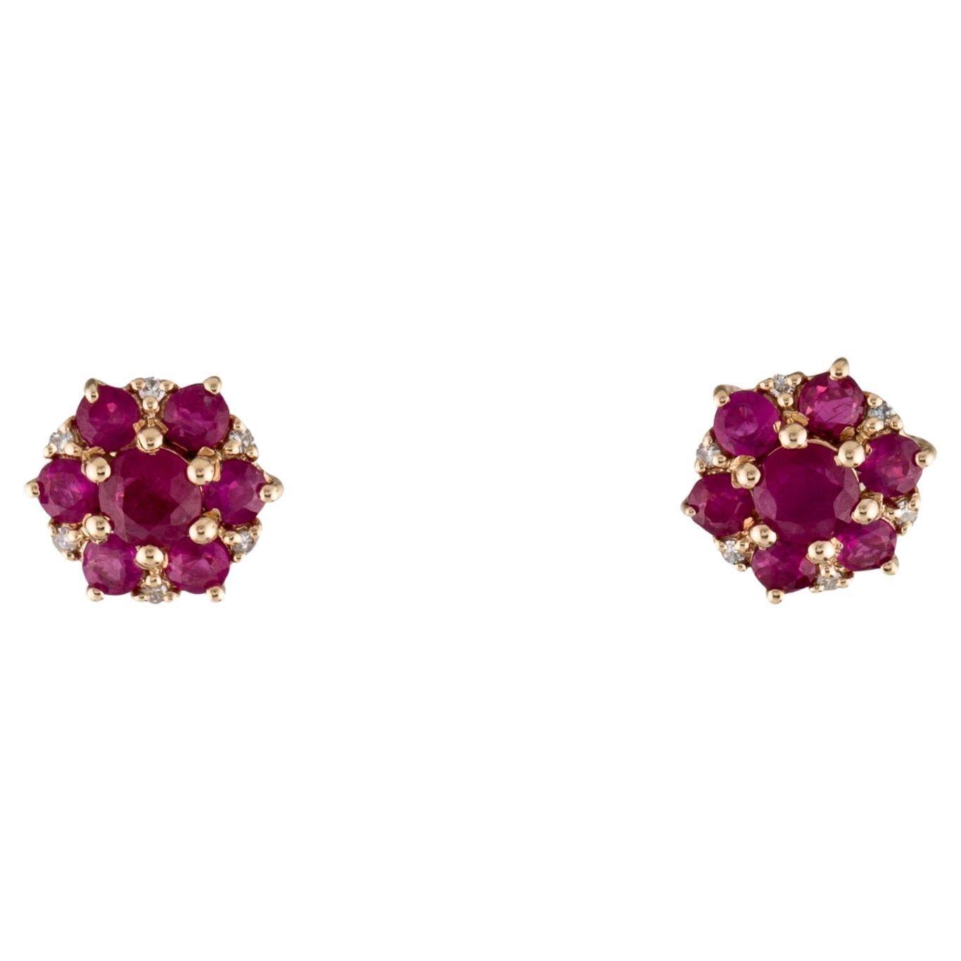 14K Ruby and Diamond Stud Earrings - Elegant Gemstone Jewelry, Timeless ...