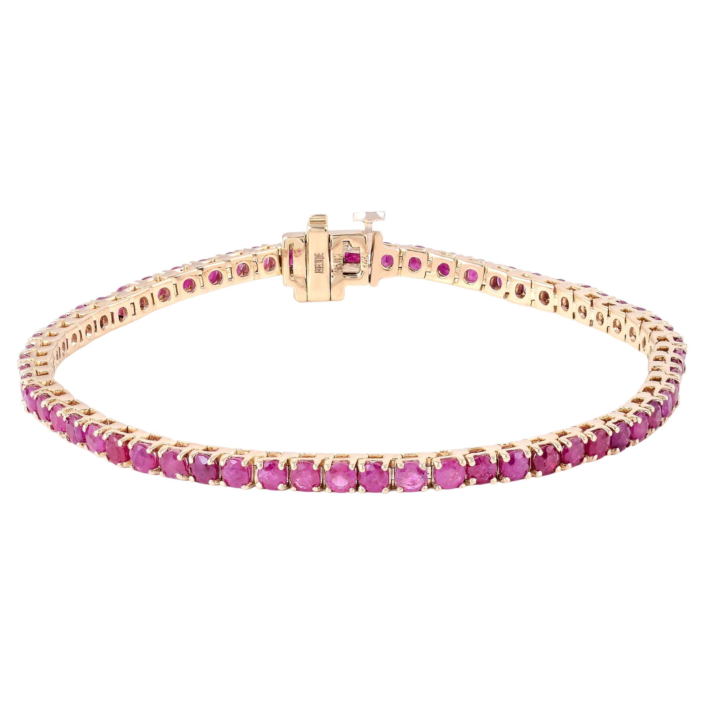 Blooms of Passion Ruby and Diamond Bracelet in 14k Yellow Gold For Sale ...