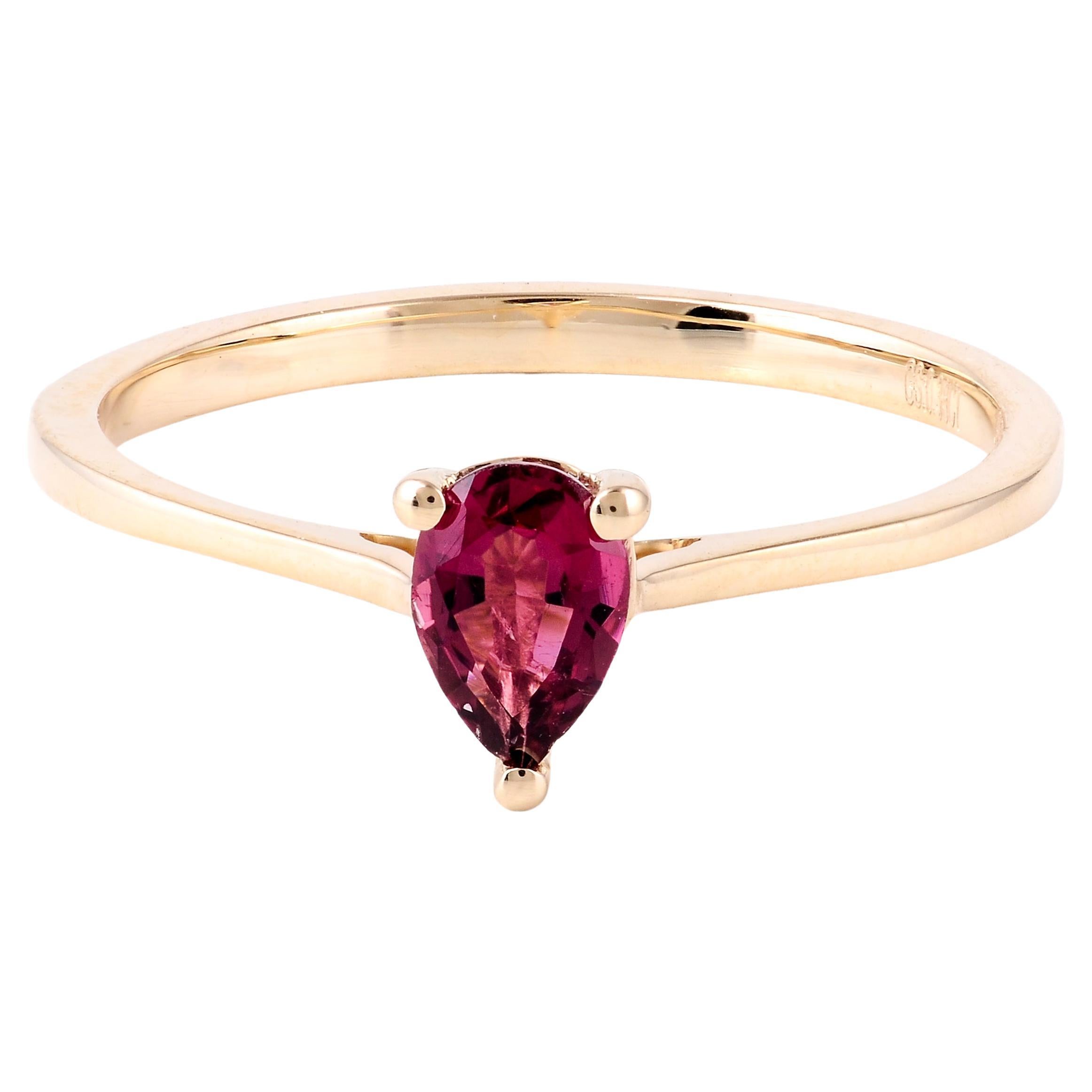 Blooms of Passion Rubylite Pear Ring in 14k Yellow Gold For Sale at 1stDibs
