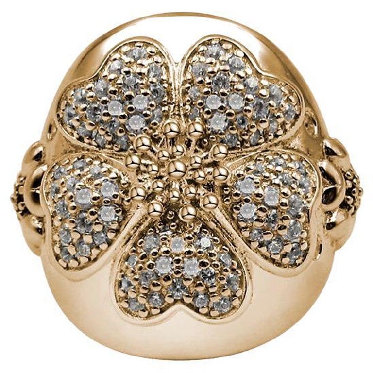 Customizable Blossom Pave Dome Ring For Sale at 1stDibs