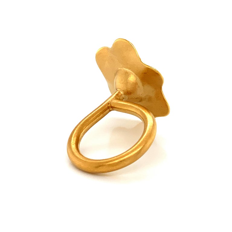Georg Spreng - Blossom Ring 18 Karat Yellow Gold with Natural Round Red ...