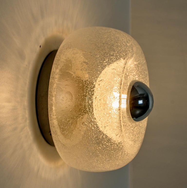 Blown Glass and Chrome Wall Lights, Limburg Glashütte, 1960s For Sale ...