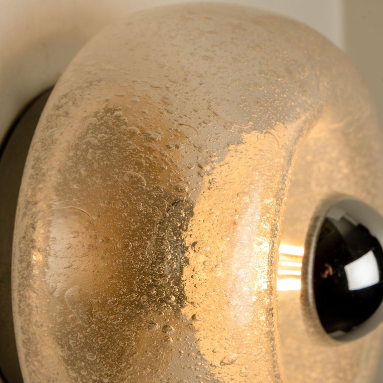Blown Glass and Chrome Wall Lights, Limburg Glashütte, 1960s For Sale ...