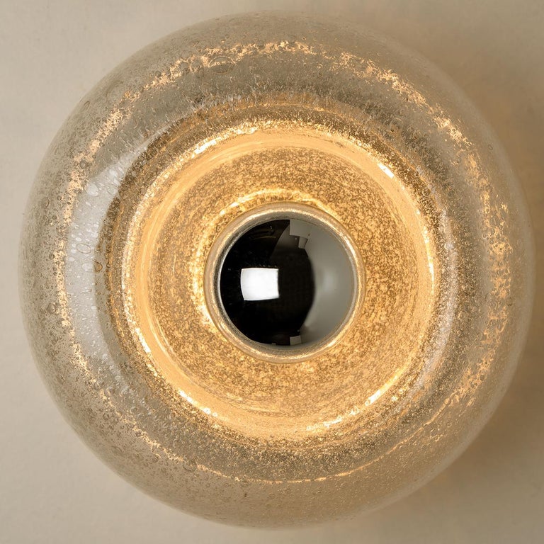 Blown Glass and Chrome Wall Lights, Limburg Glashütte, 1960s For Sale ...