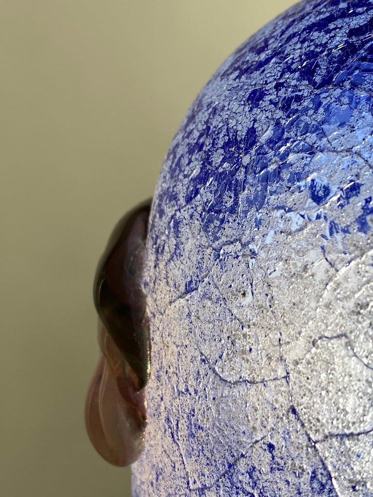 Blown Glass Table Blue Sculpture Light, 21st Century by Mattia Biagi ...