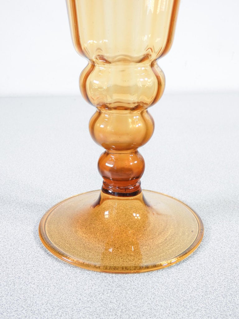 Blown Glass Vase by Vittorio Zecchin for MVM Cappellin, Murano Italy ...