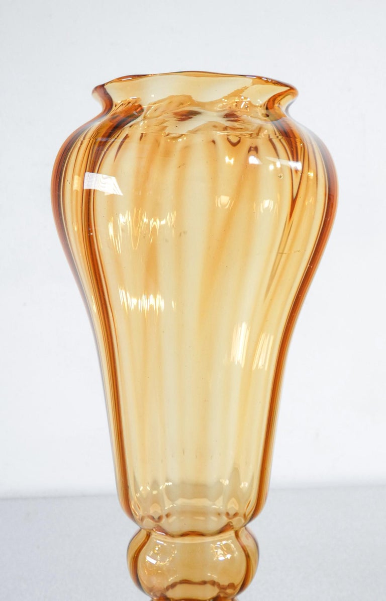 Blown Glass Vase by Vittorio Zecchin for MVM Cappellin, Murano Italy ...