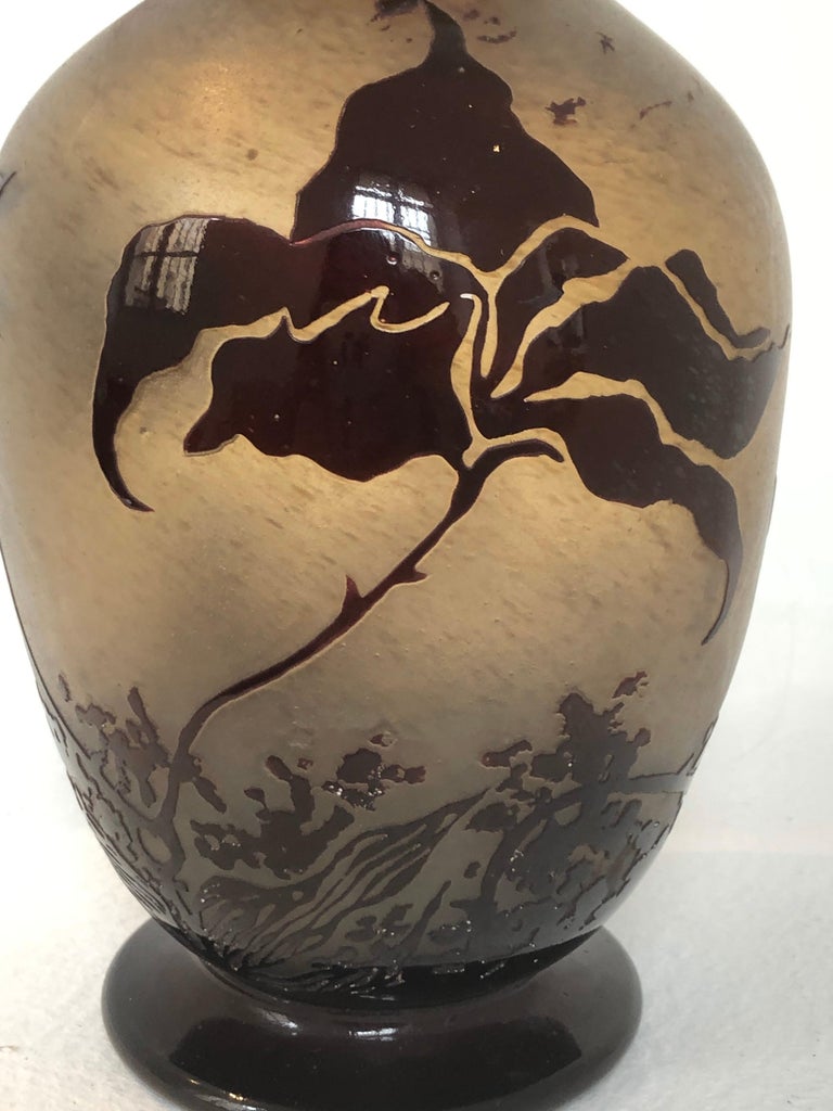 Blown Glass Vase of Benor Cleared Acid Multilayer Glass with Floral ...