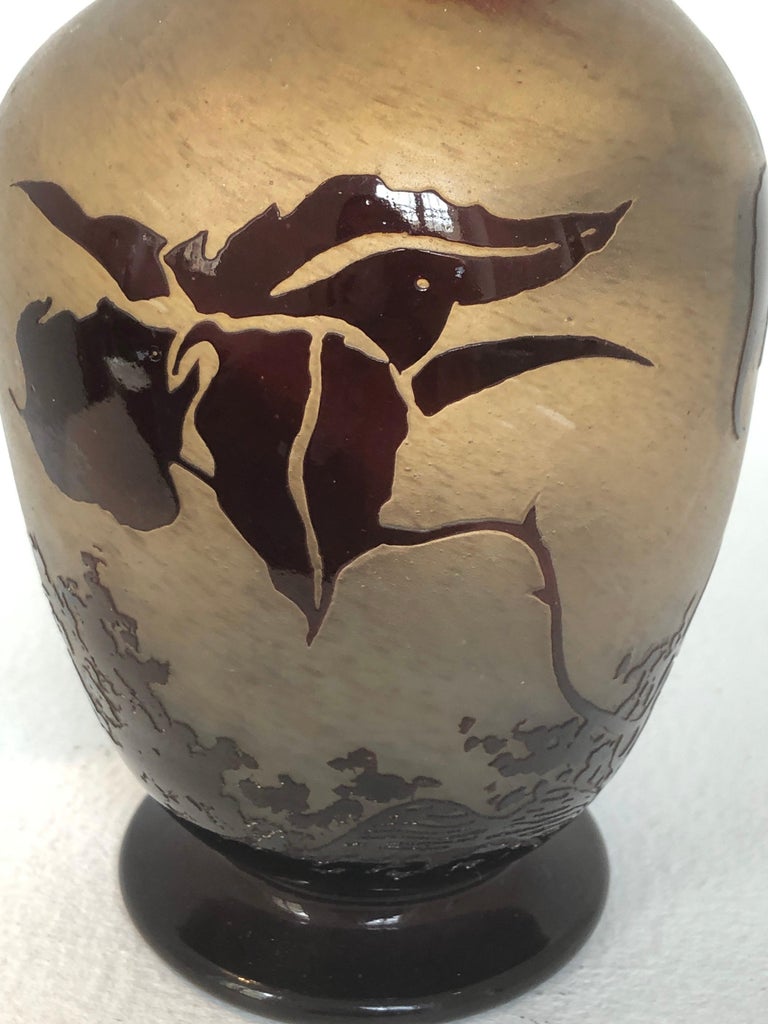 Blown Glass Vase of Benor Cleared Acid Multilayer Glass with Floral ...