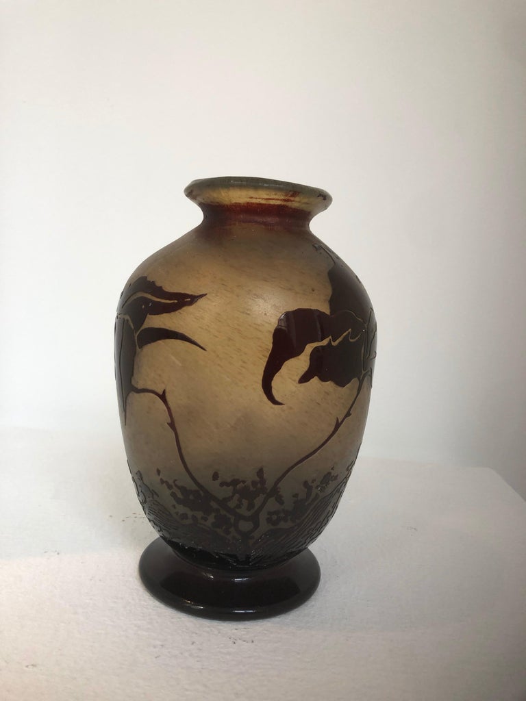 Blown Glass Vase of Benor Cleared Acid Multilayer Glass with Floral ...