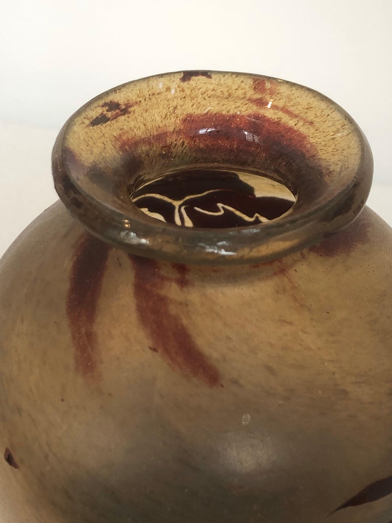 Blown Glass Vase of Benor Cleared Acid Multilayer Glass with Floral ...