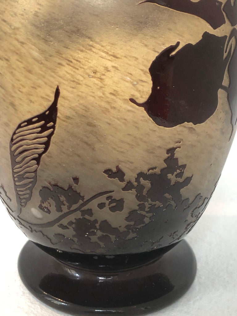 Blown Glass Vase of Benor Cleared Acid Multilayer Glass with Floral ...