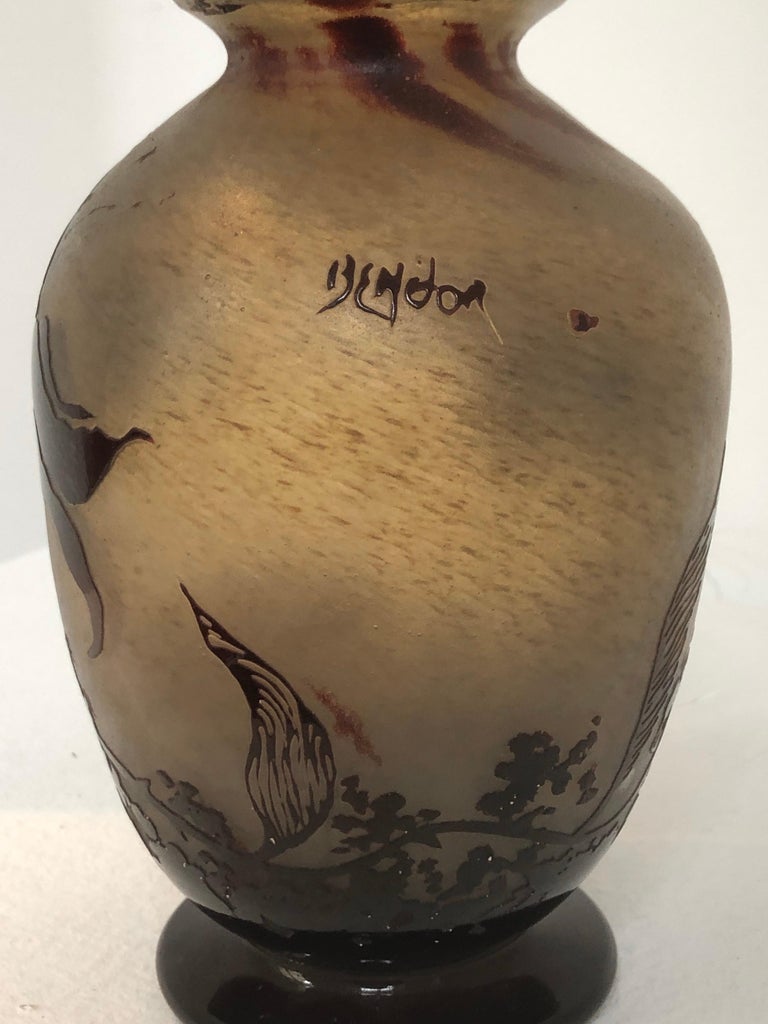 Blown Glass Vase of Benor Cleared Acid Multilayer Glass with Floral ...