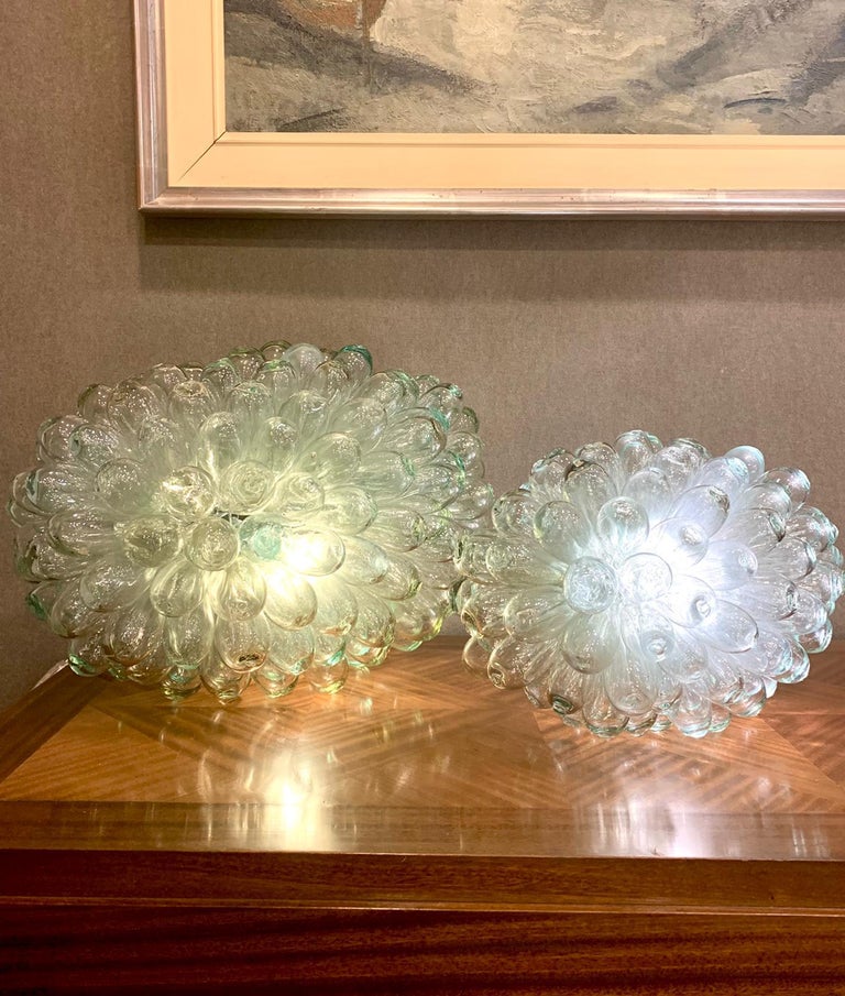 Blown Glass White Two Table Lamps, Model Called "Grappe" For Sale at ...