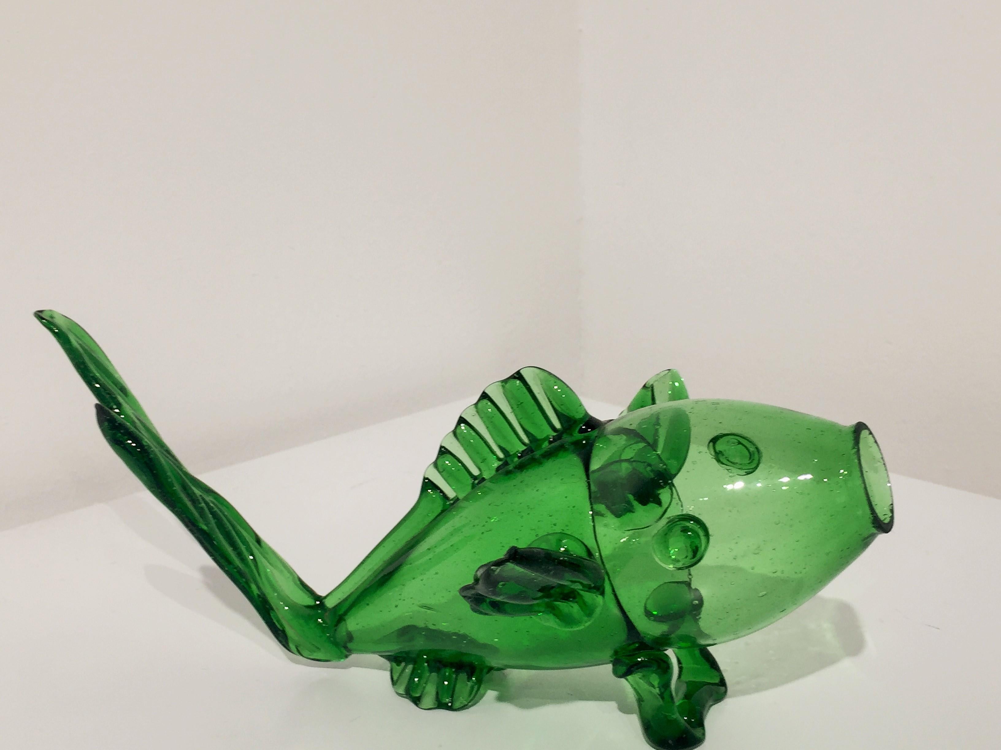 Blown Green Glass Fish at 1stDibs | blown glass fish, blown fish, large ...