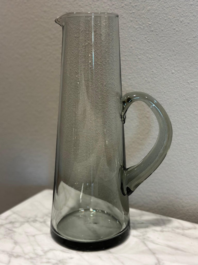 Blown Smoked Glass Carafe, or Water Pitcher For Sale at 1stDibs