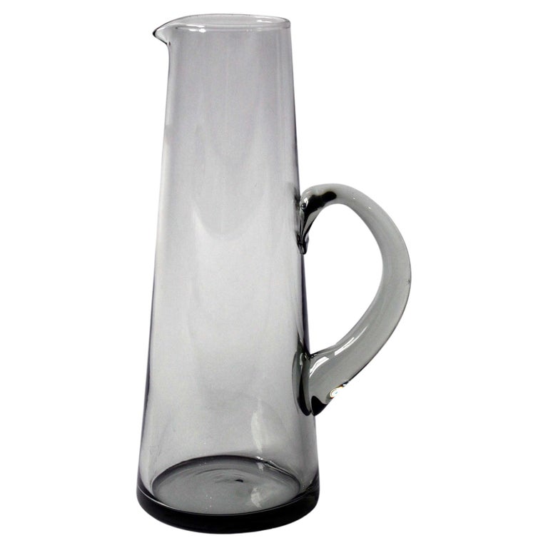 Blown Smoked Glass Carafe, or Water Pitcher For Sale at 1stDibs
