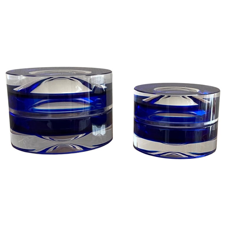 Blue Acrylic Large Round Box by Paola Valle For Sale at 1stDibs