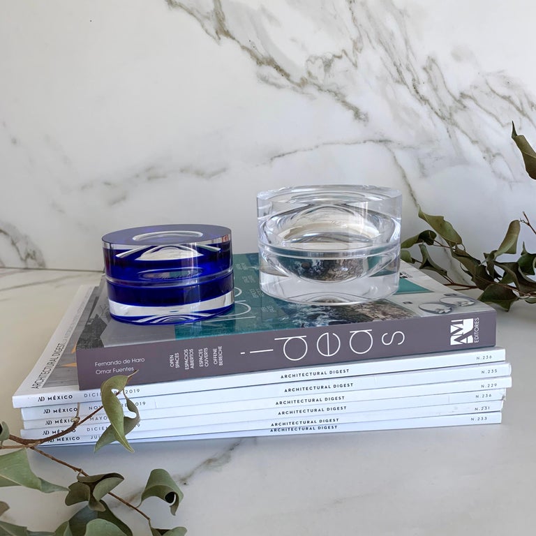 Blue Acrylic Small Round Box by Paola Valle For Sale at 1stDibs