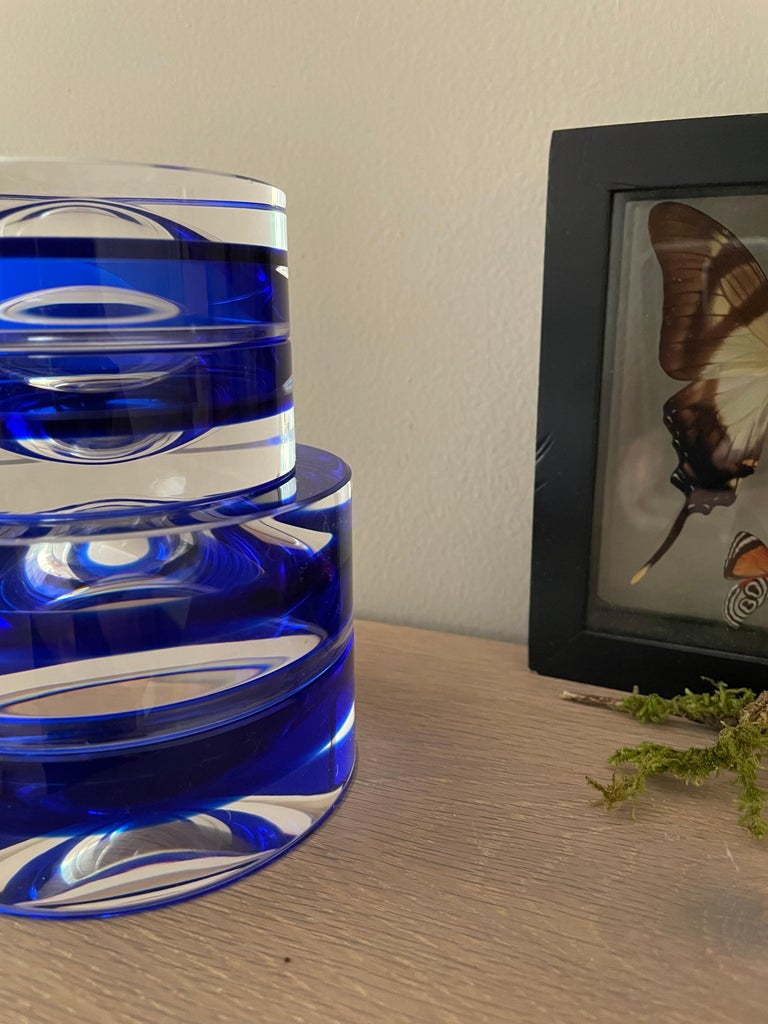 Blue Acrylic Small Round Box by Paola Valle For Sale at 1stDibs
