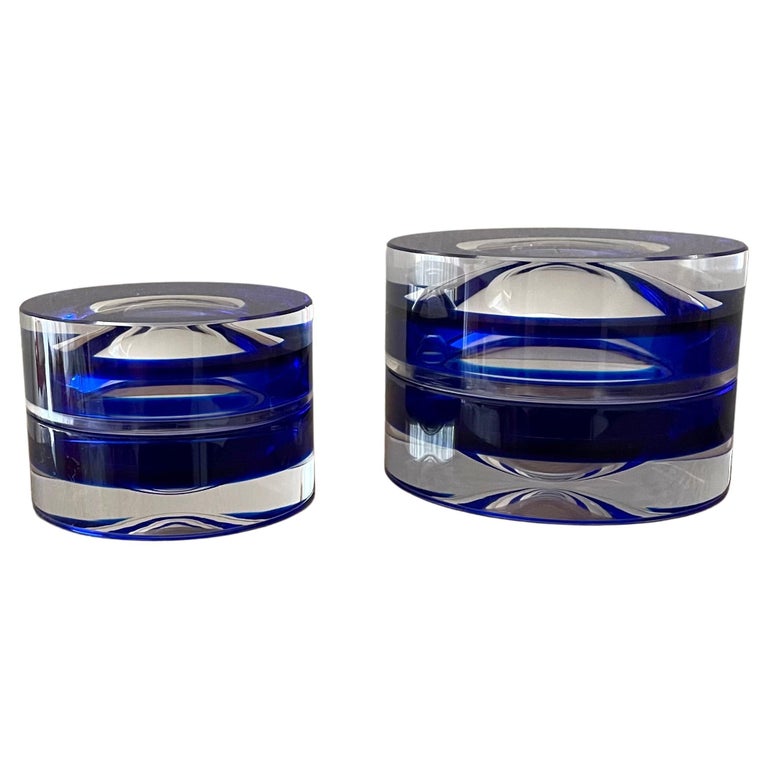 Blue Acrylic Small Round Box by Paola Valle For Sale at 1stDibs