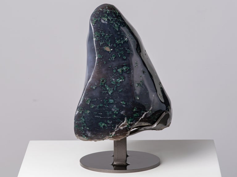 Blue Agate Pyramidal Cave Formation with Druze For Sale at 1stDibs