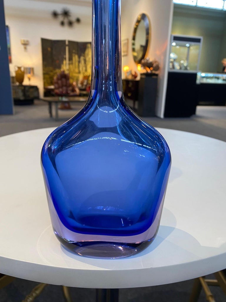 Blue and Clear Murano "Sommerso" Glass Decanter by Mario Pinzoni for ...