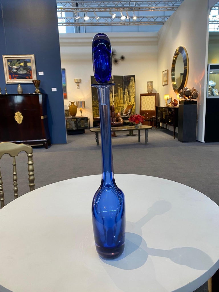 Blue and Clear Murano "Sommerso" Glass Decanter by Mario Pinzoni for ...