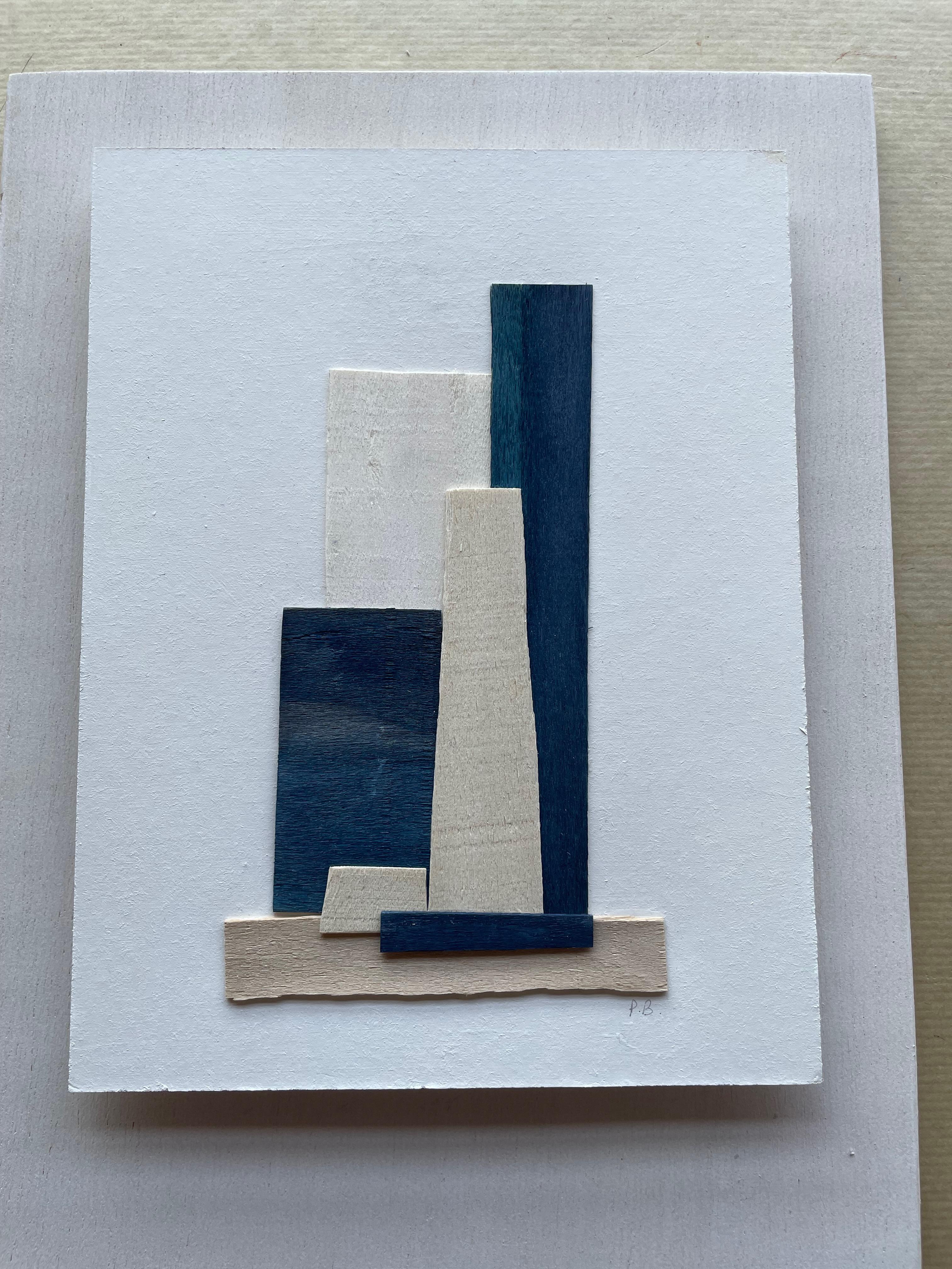 Blue And Cream Painted Thin Wood Slices By Perrine Blaise, France ...