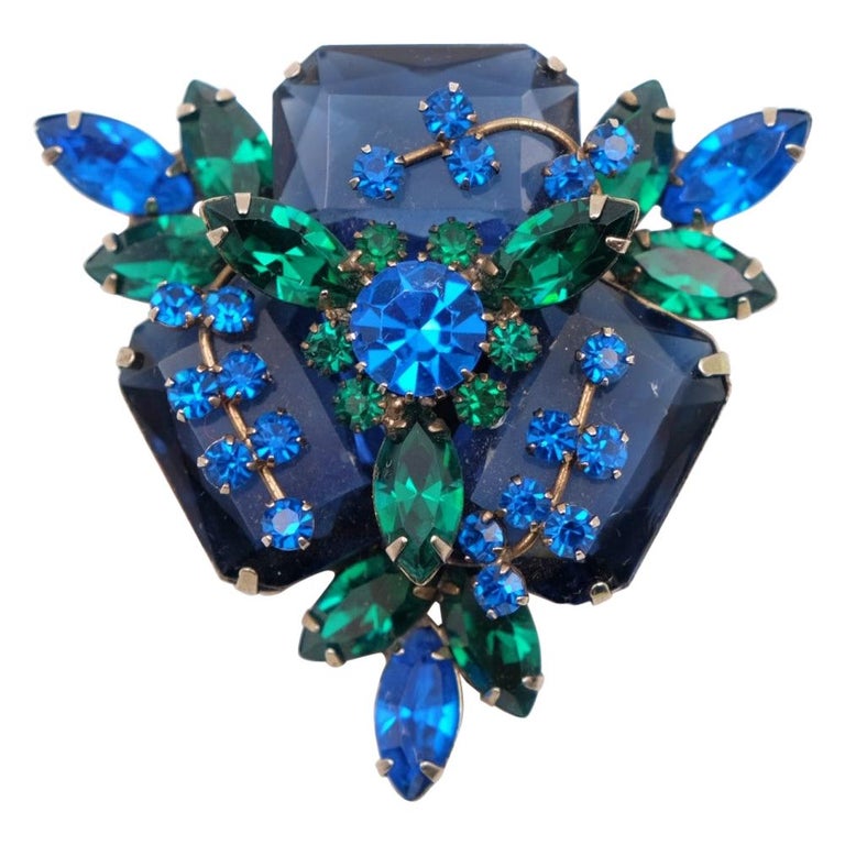 Blue and Green Massive Designer Brooch For Sale at 1stDibs