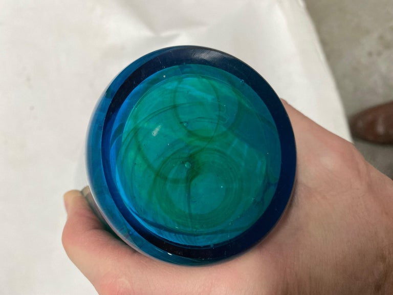 Blue and Green Mdina Tall Glass Bottle Form Vase by Michael Harris For ...