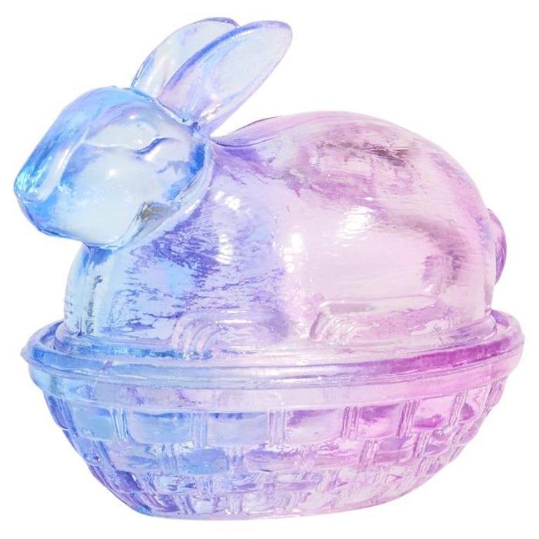 Blue and Lilac Glass Bunny Dish at 1stDibs