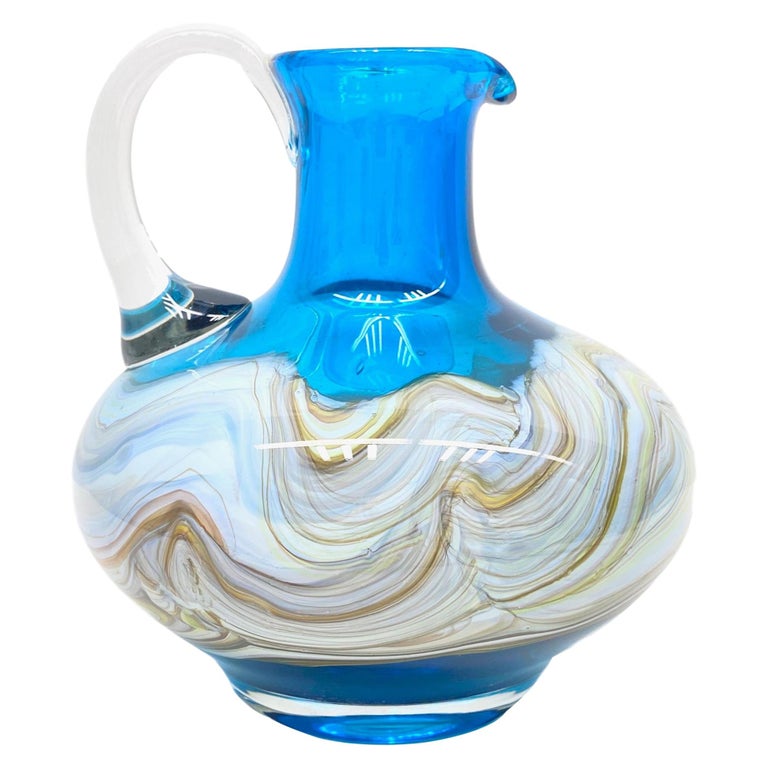 Blue and Multi-Color Swirl Glass Murano Venetian Vase, Italy, 1970s For ...