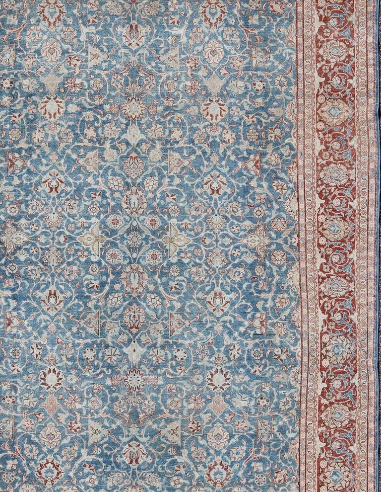 Blue and Red Antique Persian Malayer Rug with All-Over Design and ...