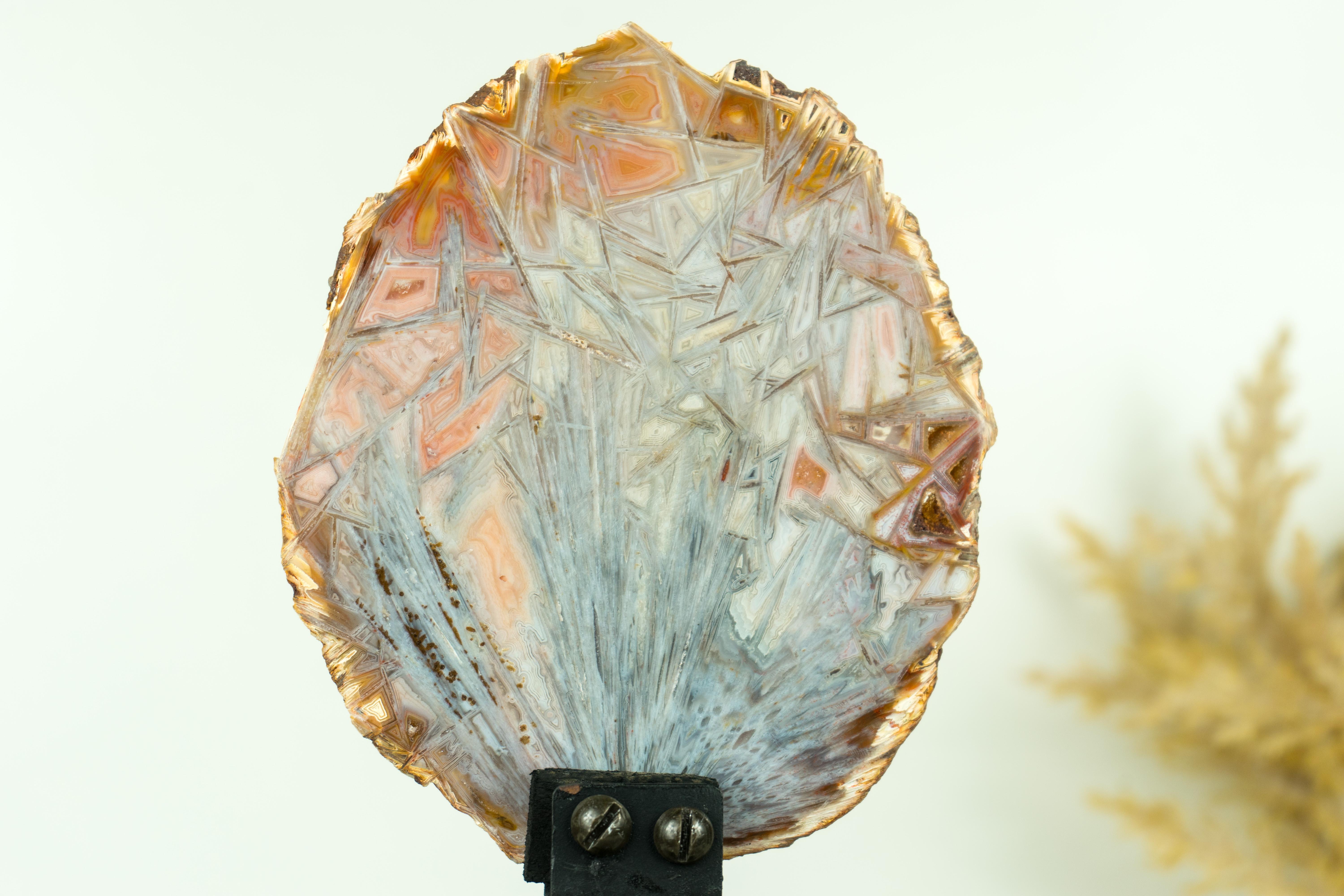 Blue and Rose Agate Slice with Super Rare Inclusions, Natural and ...