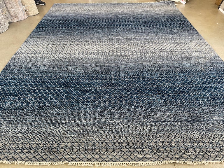 Blue and Silver Multicolored Area Rug For Sale at 1stDibs